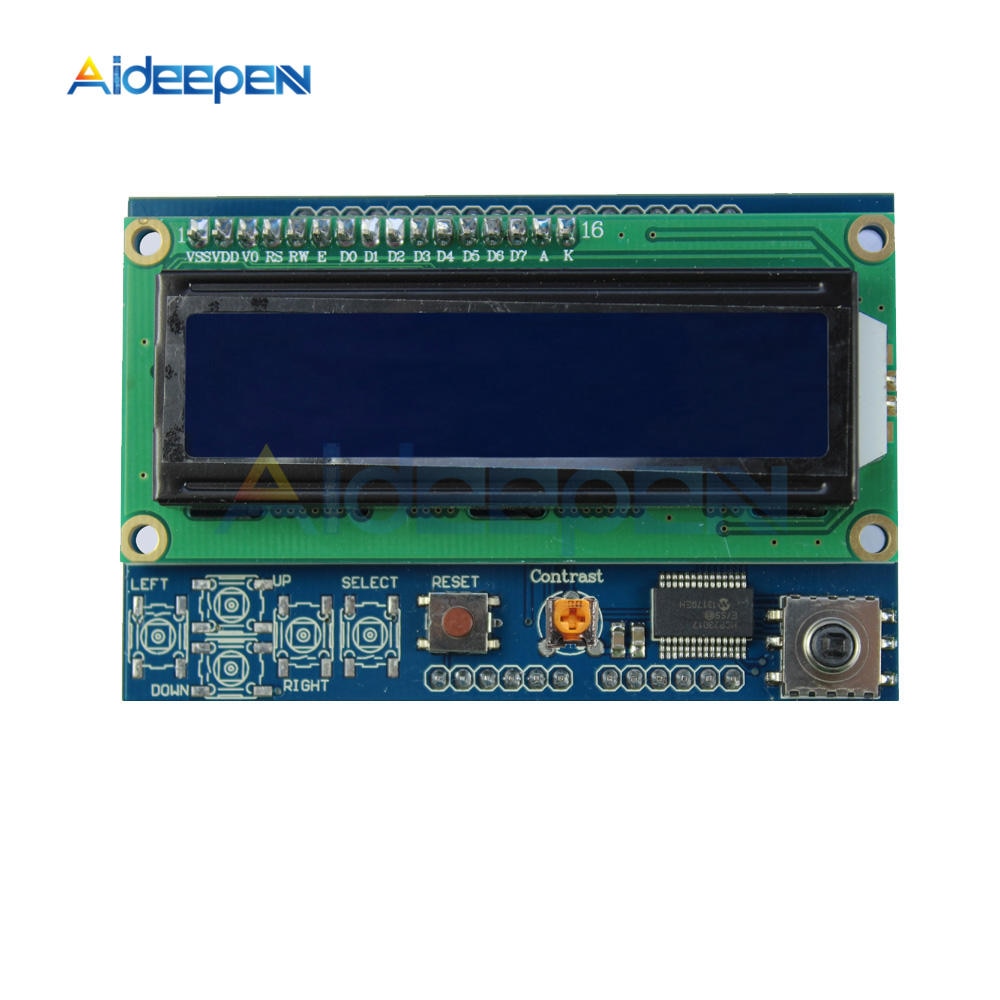 Brightness Adjustable 1602LCD 1602 LCD Shiled IIC I2C MCP23017 5 Keypa – Aideepen