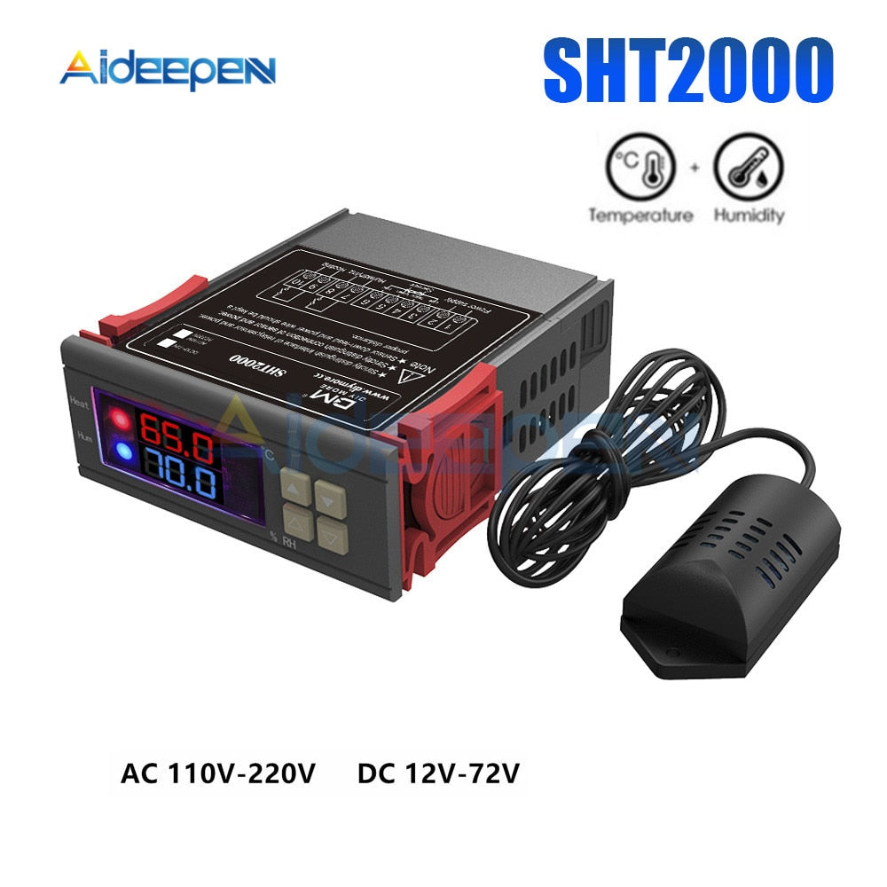 SHT2000 AC 110V 220V DC 12V 72V Digital Temperature Humidity Controlle – Aideepen