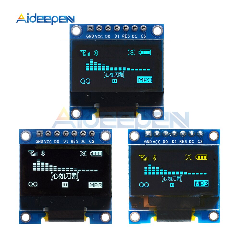 0.96 inch IIC Serial Yellow Blue OLED Display Module 128X64 I2C SSD130 ...