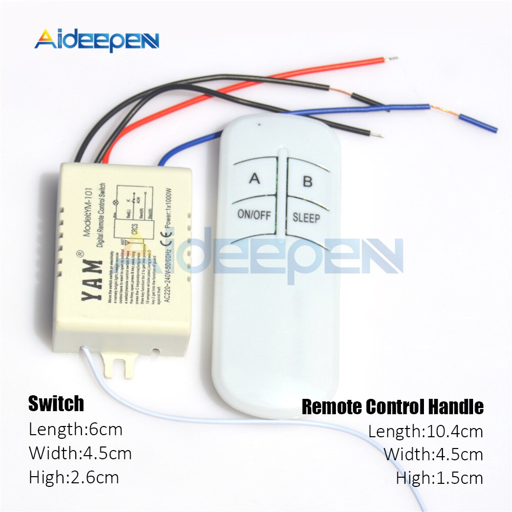 1/2/3 Ways ON/OFF 220V Lamp Light Digital Wireless Wall Remote Control ...
