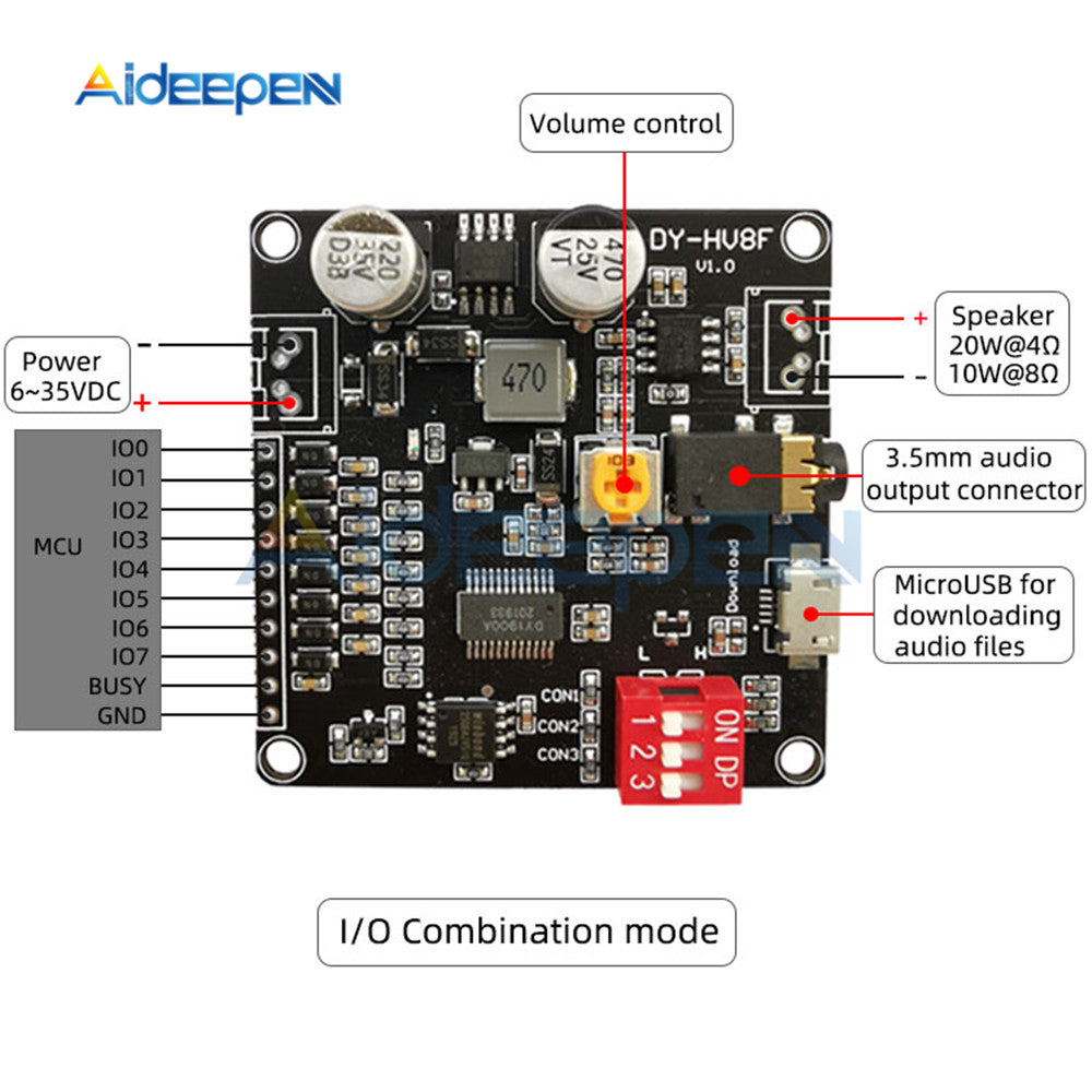 12V/24V Voice Playback Amplifier Module 10W/20W MP3 Music Player Class ...