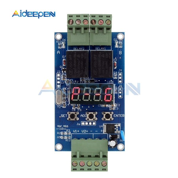 12V Dual Programmable Time Relay Module Relay PLC Board Cycle Delay Ti ...
