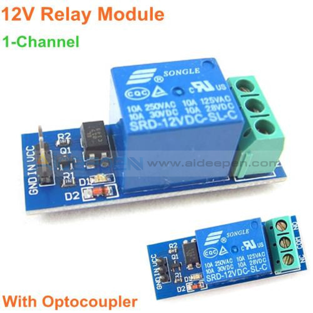 12V 1 Channel Relay Module with Optocoupler for Arduino – Aideepen