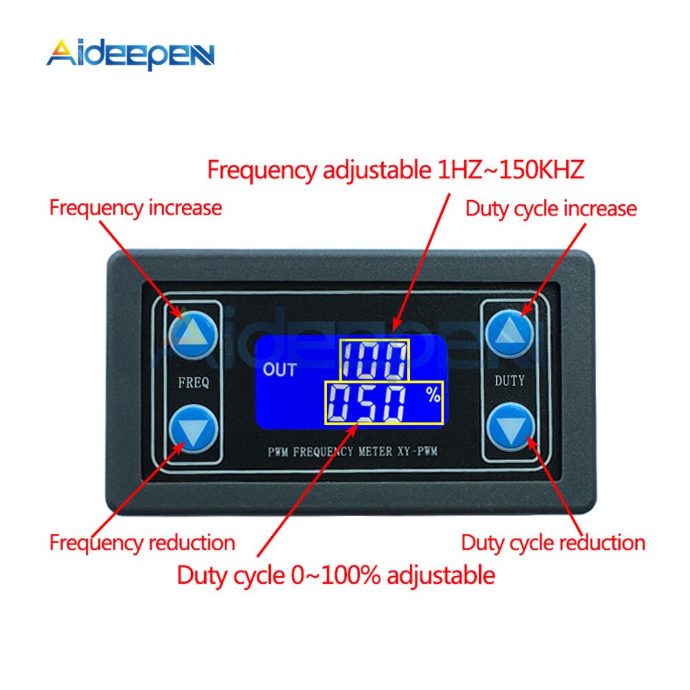 1Hz 150KHz PWM Pulse Frequency Duty Cycle Adjustable Module Square Wav ...