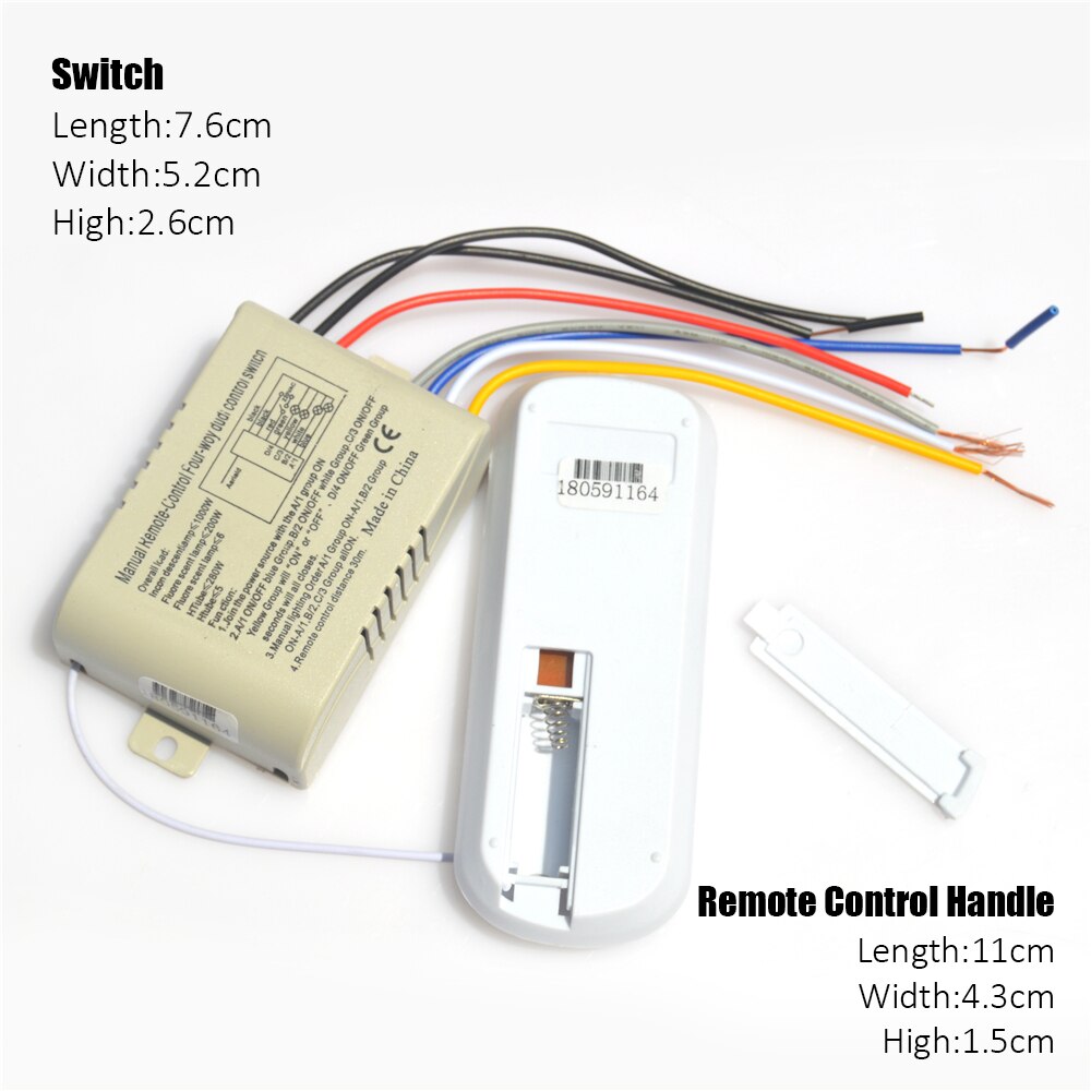 4 Way Wireless Remote Control Switch ON/OFF 220V Lamp Light Digital Wi ...