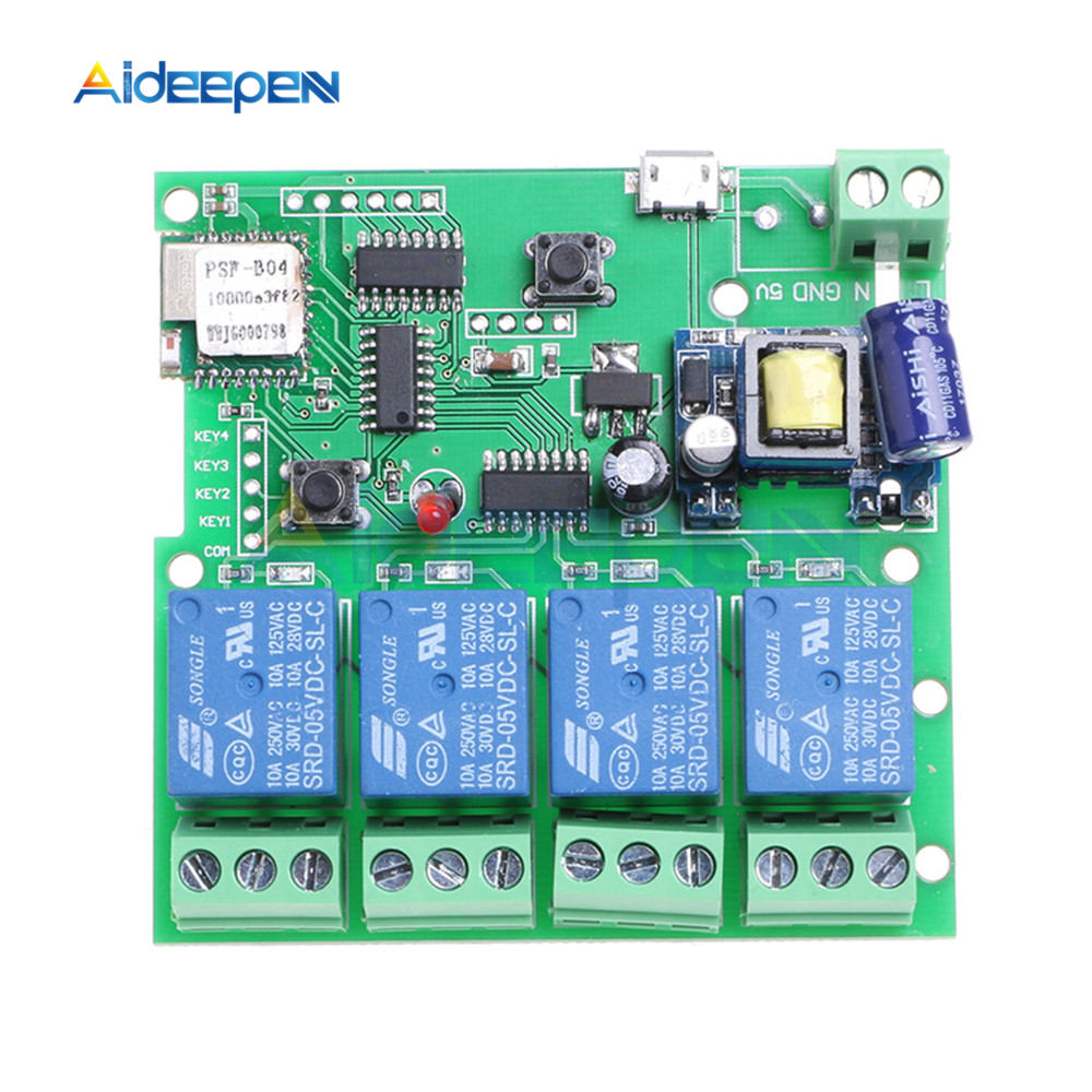 5V 12V 220V Wifi Relay Switch 4 Channel Wireless Wifi Relay Module Rem ...