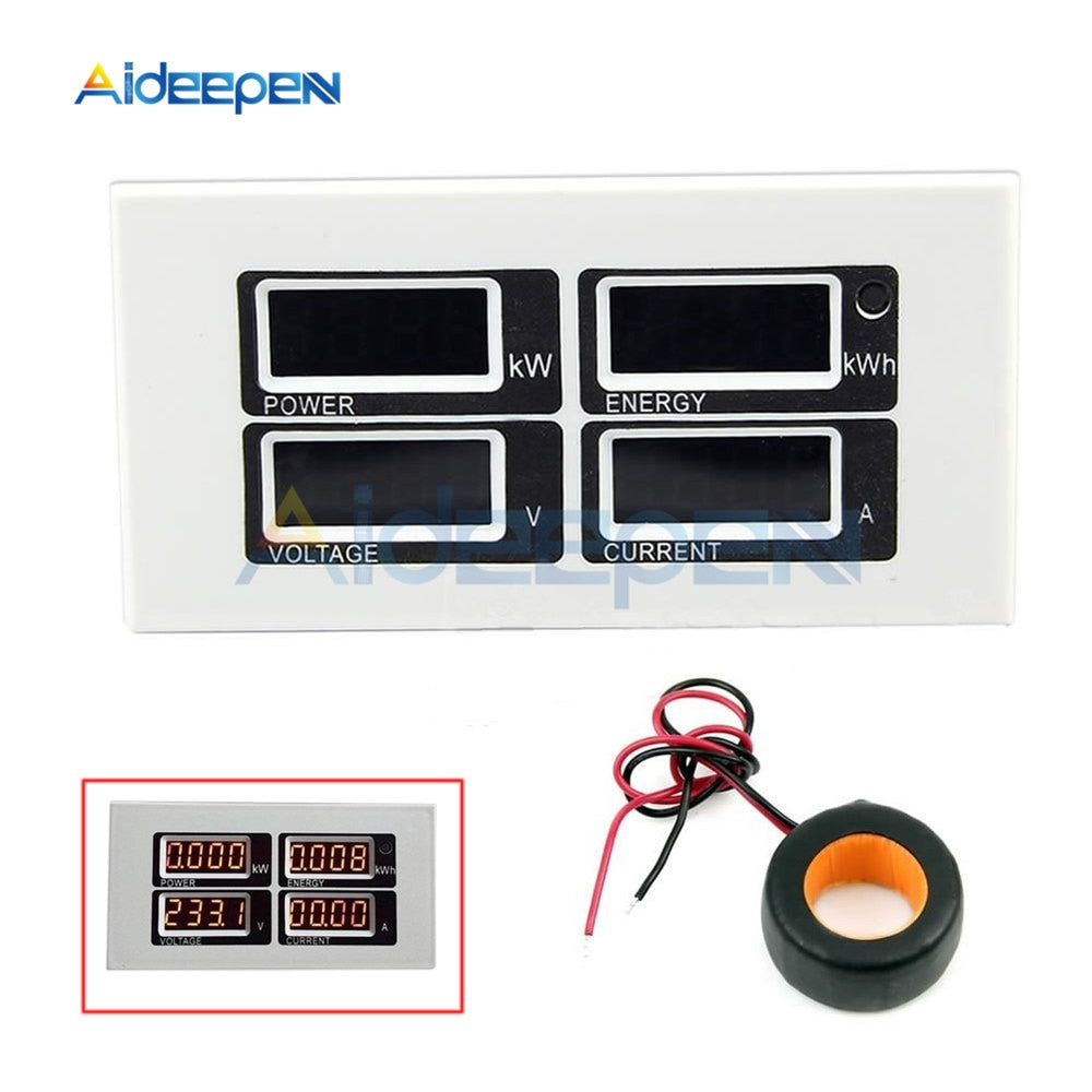 AC 110V 220V Digital Voltmeter Ammeter LED Panel Amp Volt Meter Dector ...