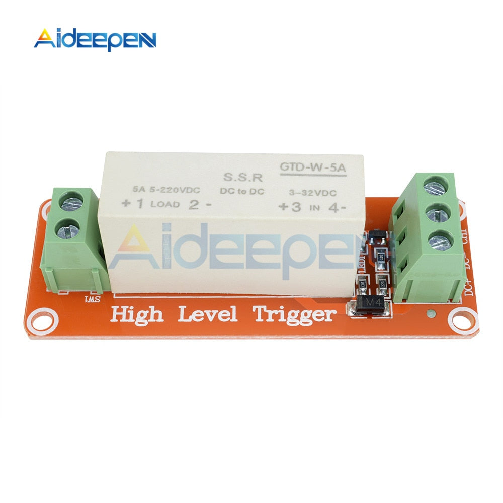 DC 5V 1 Channel SSR Solid State Relay Module High low Level Trigger 5A ...