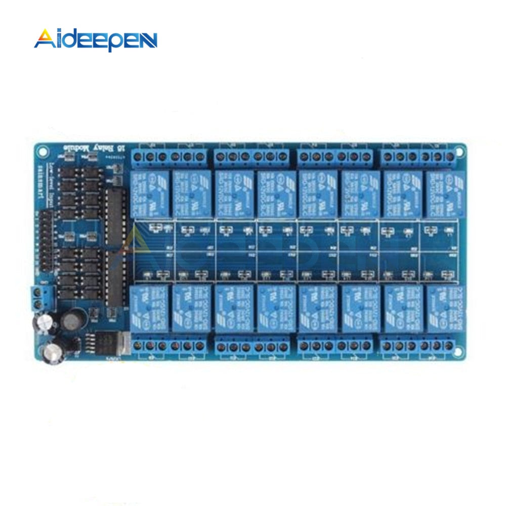 DC 5V 12V 16 Channel Relay Shield Module with Optocoupler LM2576 Micro ...