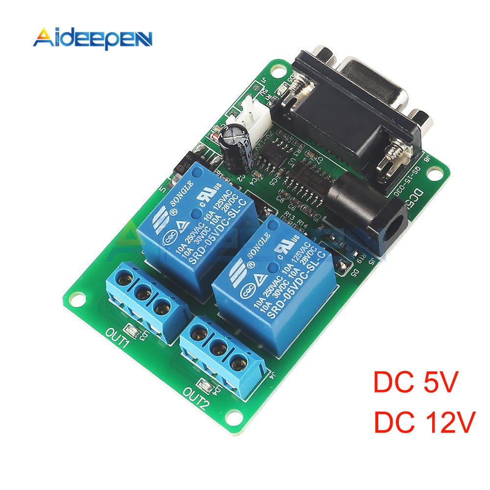 DC 5V 12V 2 Channel RS232 Serial Port Control Relay Switch Board SCM I ...