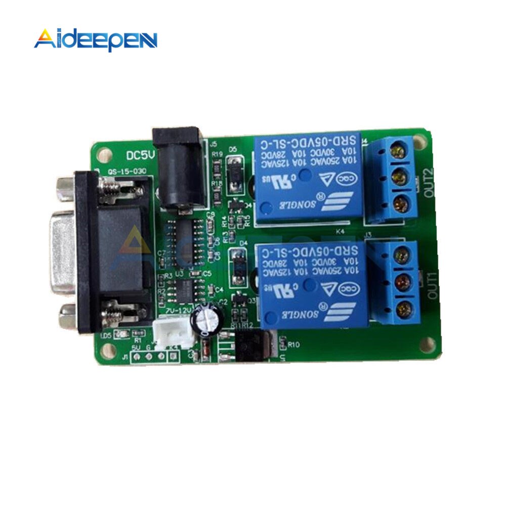 DC 5V 12V 2 Channel RS232 Serial Port Control Relay Switch Board SCM I ...
