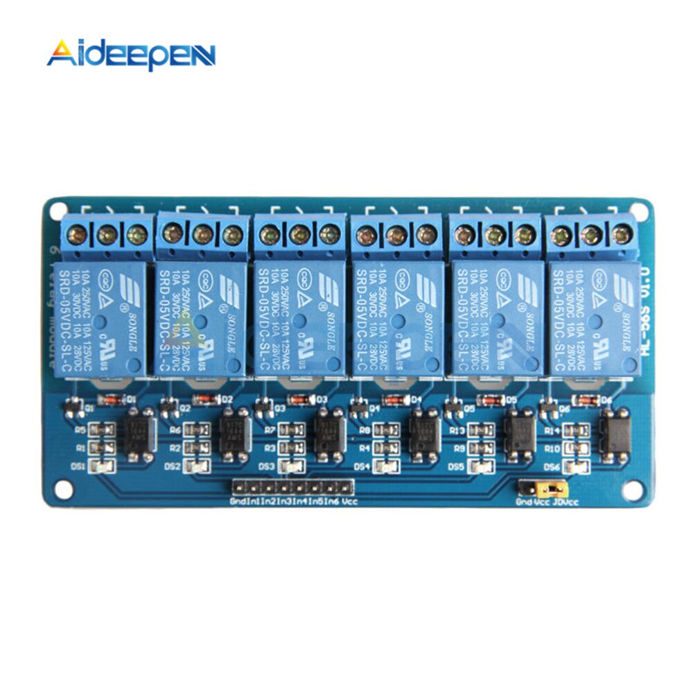 DC 5V 6 Channel Relay Module with Light Coupling Optocoupler Insulatio ...