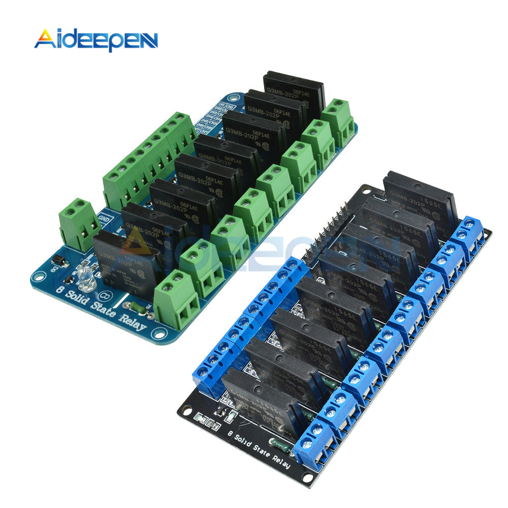DC 5V SSR 8 Channel Solid State Relay Module Low Level G3MB 202P 240V ...