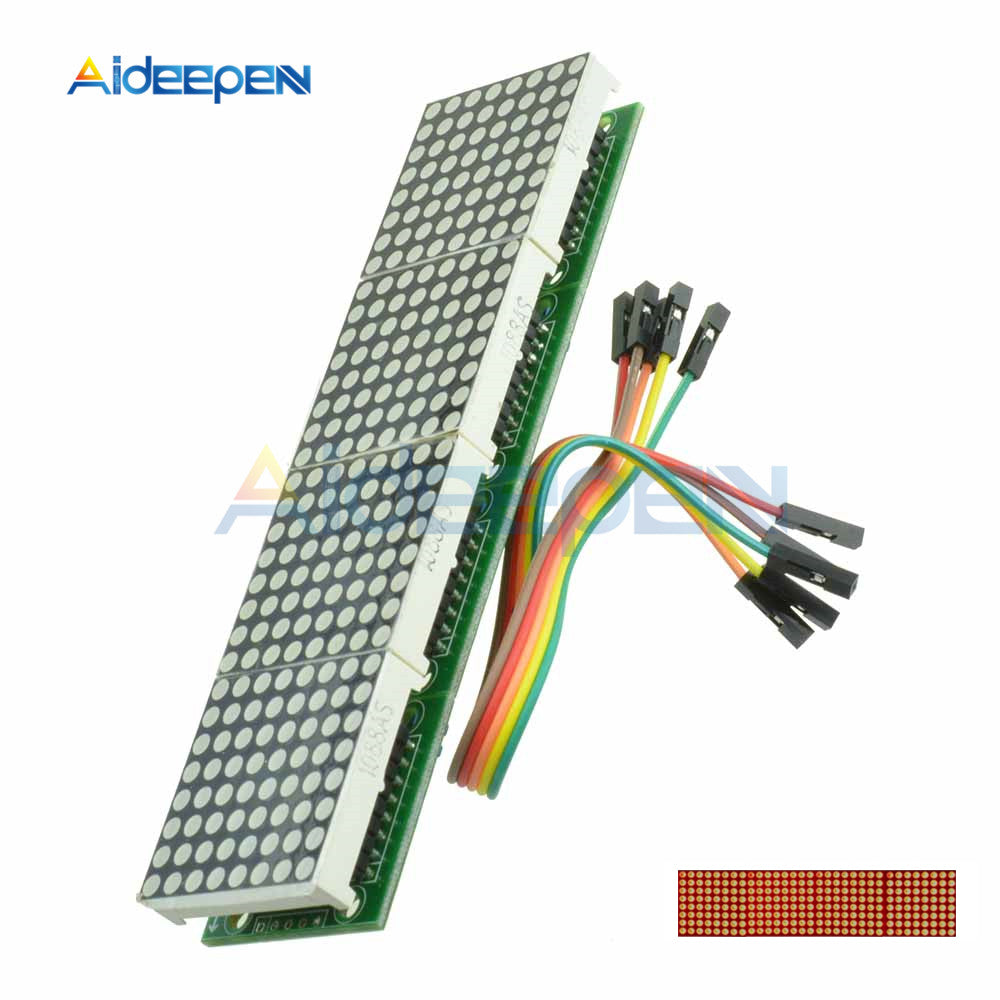 MAX7219 LED Microcontroller 4 In 1 Display With 5P Line Dot Matrix Con ...