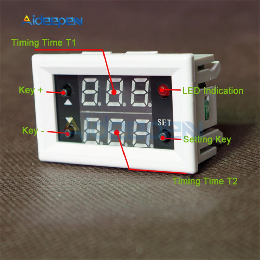 Mini 12V 20A Digital LED Dual Display Timer Relay Module Timing Delay ...