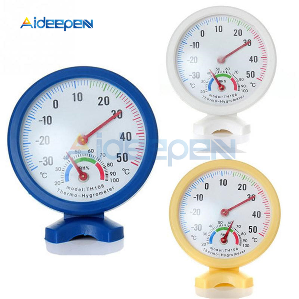 Mini Round Clock shaped Indoor Outdoor Thermometer Hygrometer Home Off ...