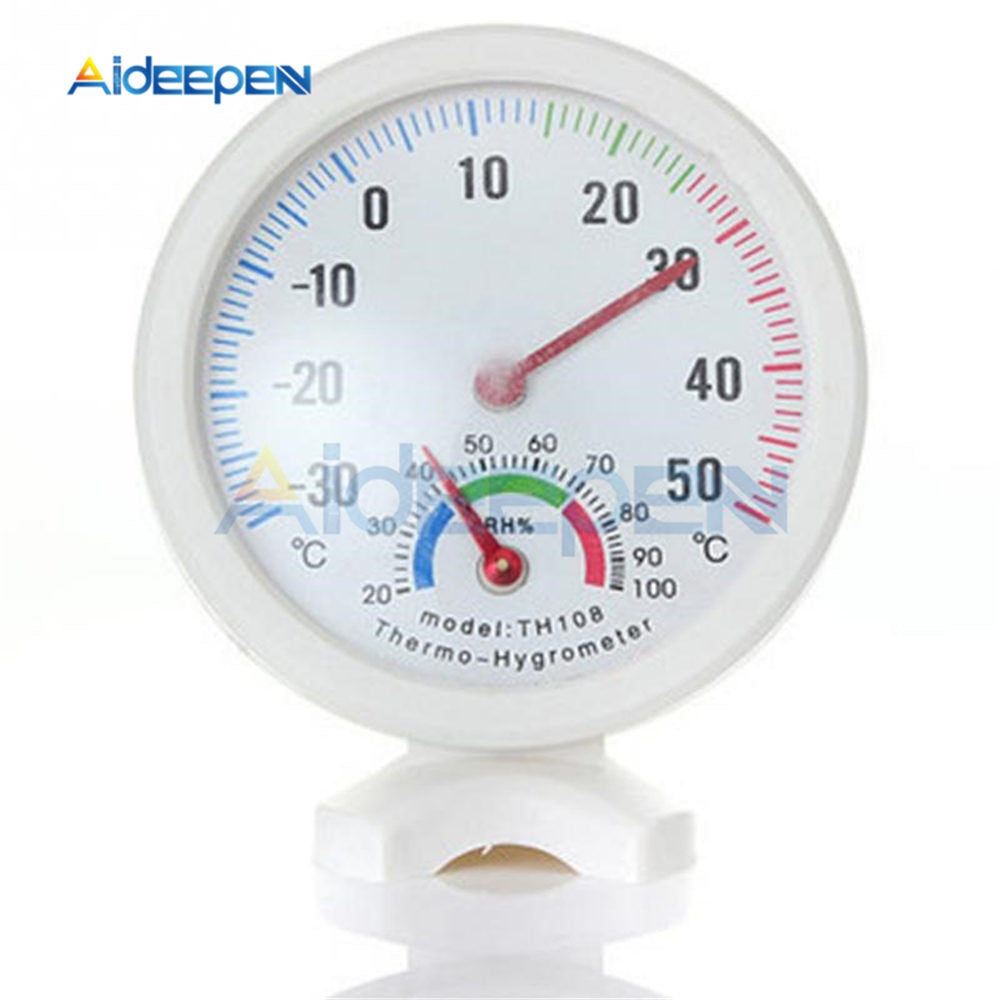 Mini Round Clock shaped Indoor Outdoor Thermometer Hygrometer Home Off ...