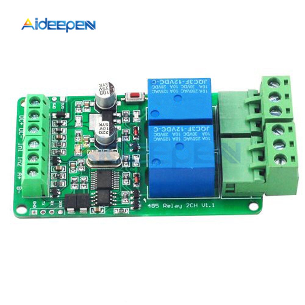 Modbus rtu 2 way Relay Module Output 2 Input Channel Switch TTL / RS48 – Aideepen