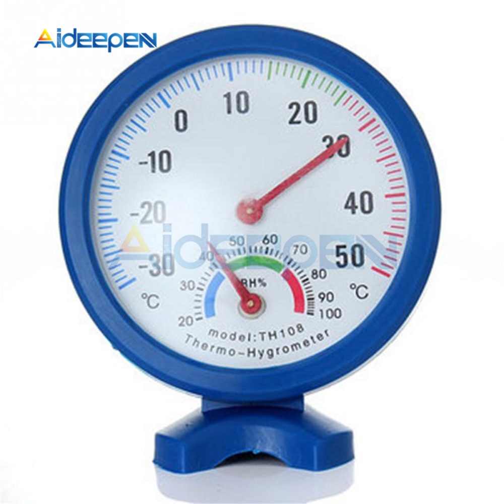Thermometer Hygrometer Mini Round Clock shaped Measuring Indoor Outdoo ...