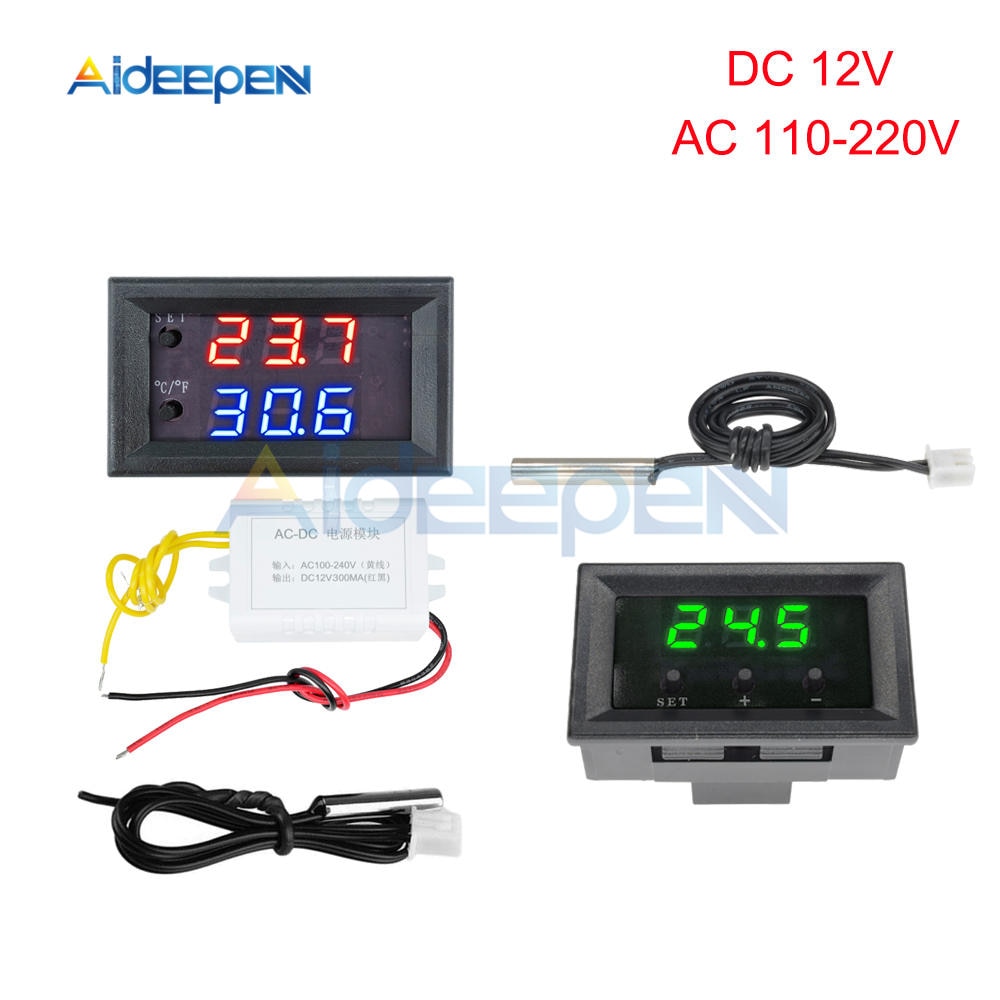 W1209 W1209WK DC 12V AC 110 220V Thermostat Temperature Control LED Di ...