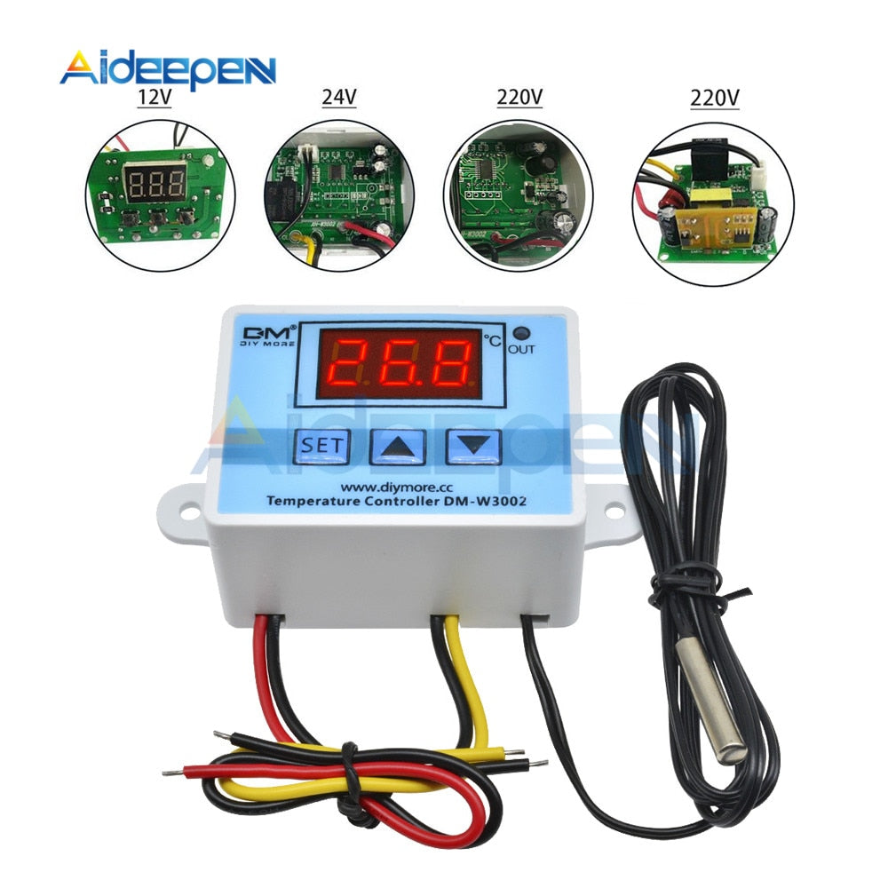 XH W3002 DC 12V 10A Digital LED Temperature Controller 12V 24V 220V He ...